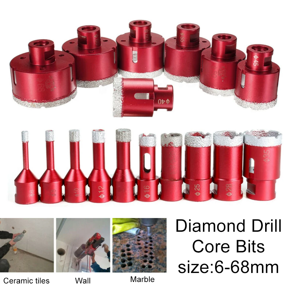 M14 Thread 6-68mm Vacuum Brazed Diamond Core Drill Bits Marble Ceramic ...