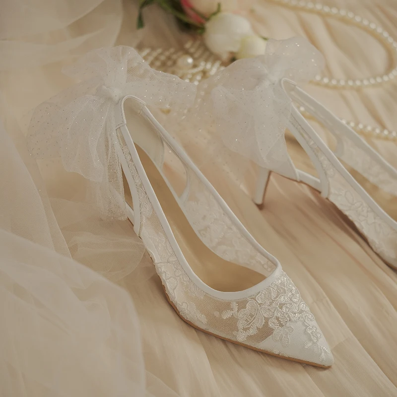 Chaussures-de-mari-e-en-maille-de-dentelle-bout-pointu-pour-femmes ...