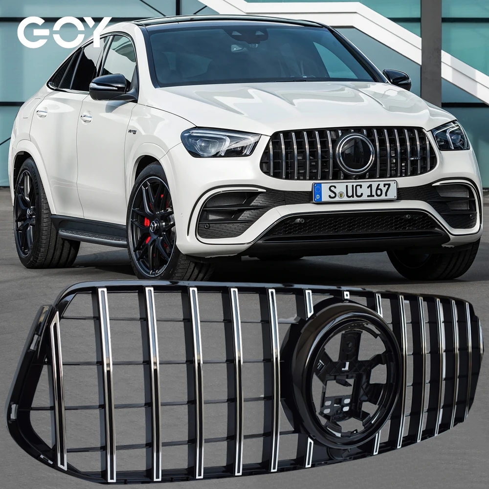 Black Silver Replacement Front Bumper Gtr Grille Fit For Mercedes Gle ...