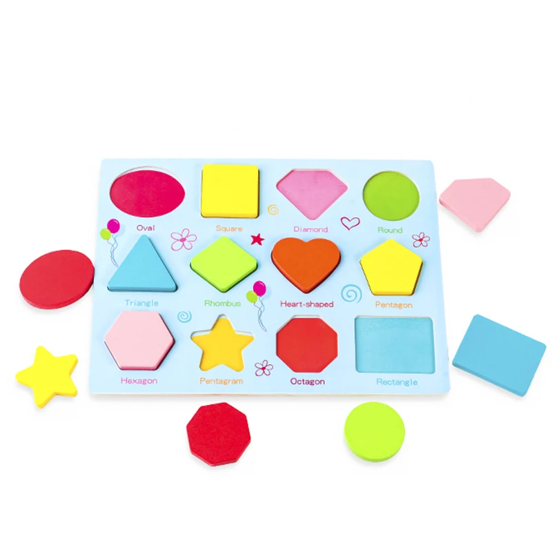 Wooden toys 3D puzzle Montessori number alphabet shape pairing game ...