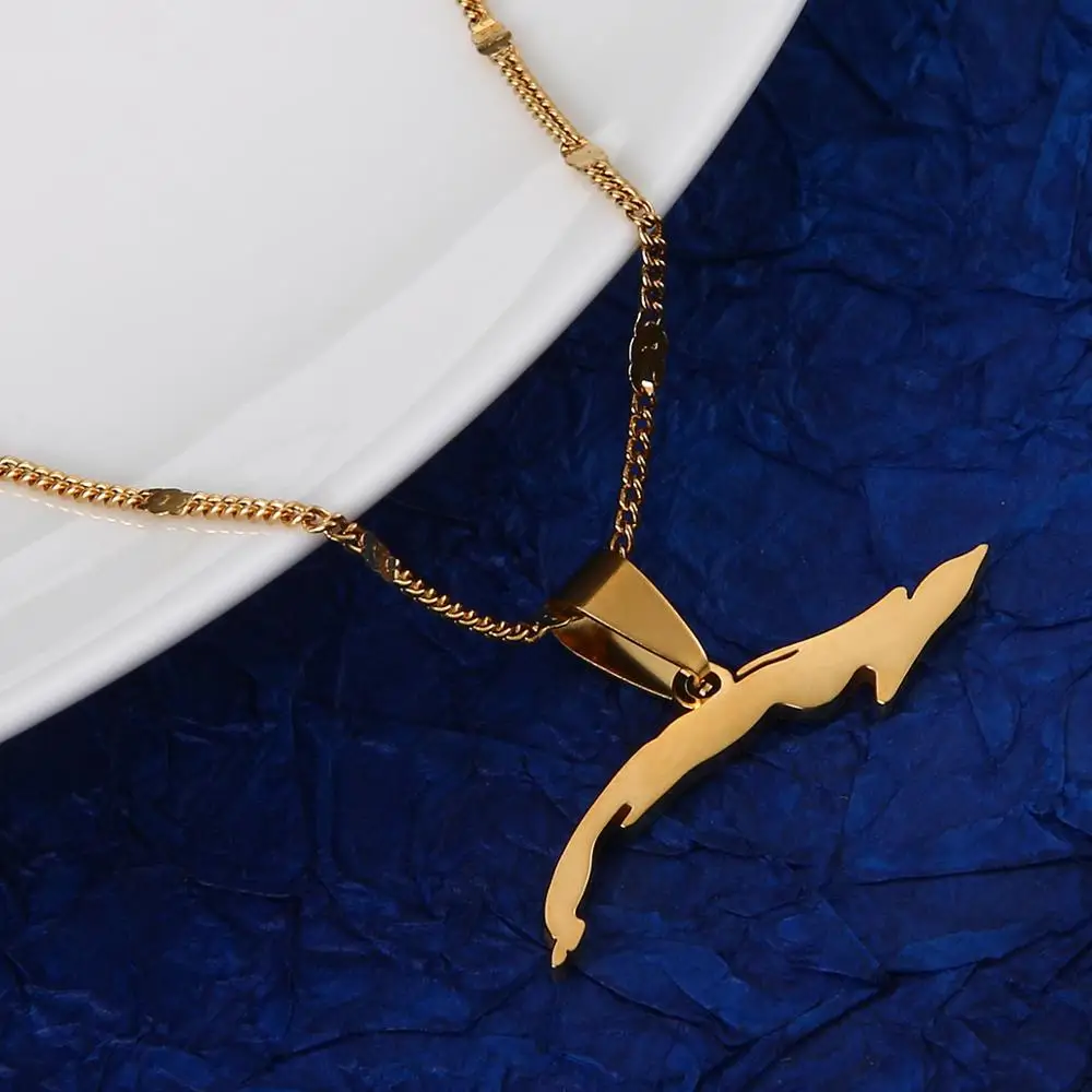 Stainless Steel Fashion Cuba Map Pendant Necklaces For Women Map Of ...