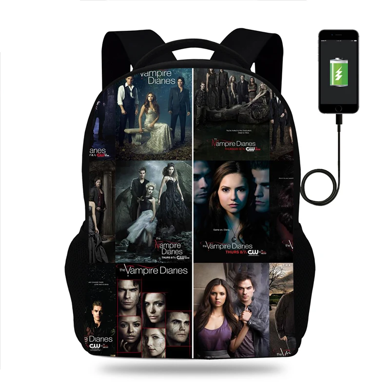 Hot The Vampire Diaries Backpack for Boy Girls Teenager School Bags ...
