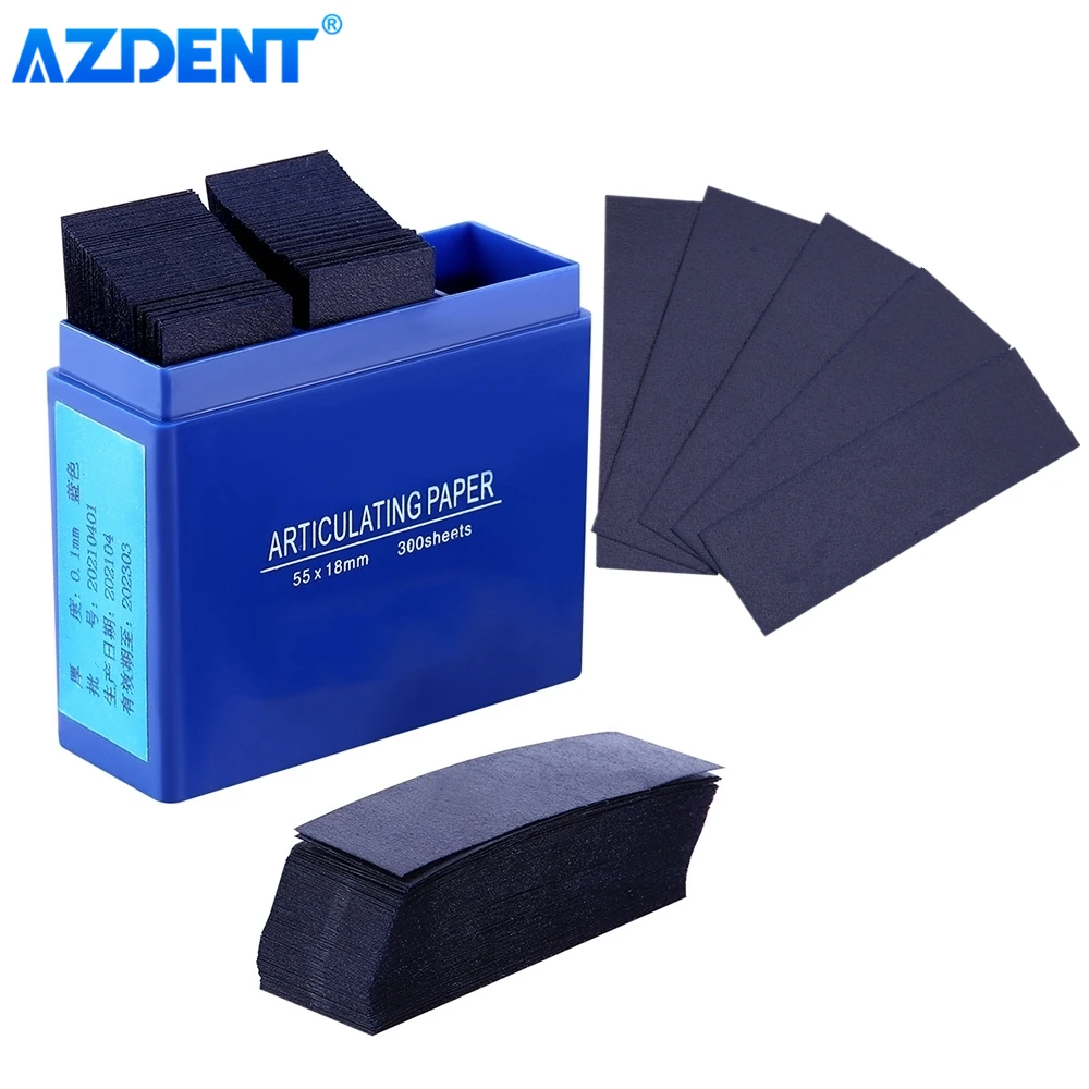 300-Sheets-Box-AZDENT-Dental-Articulating-Paper-Size-55-18mm-Blue ...