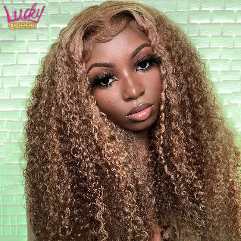 Perruque Lace Front wig frisée péruvienne naturelle, 13x4, à reflets ...