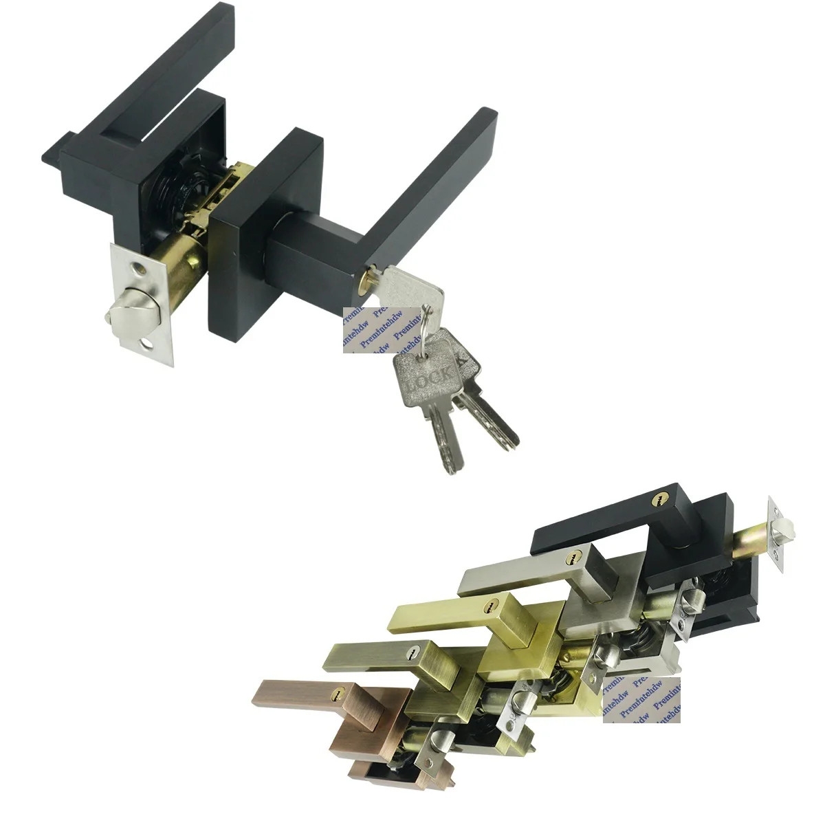 Zinc Alloy Square Mortise Door Lock Set With Keys Straight Door Lever ...