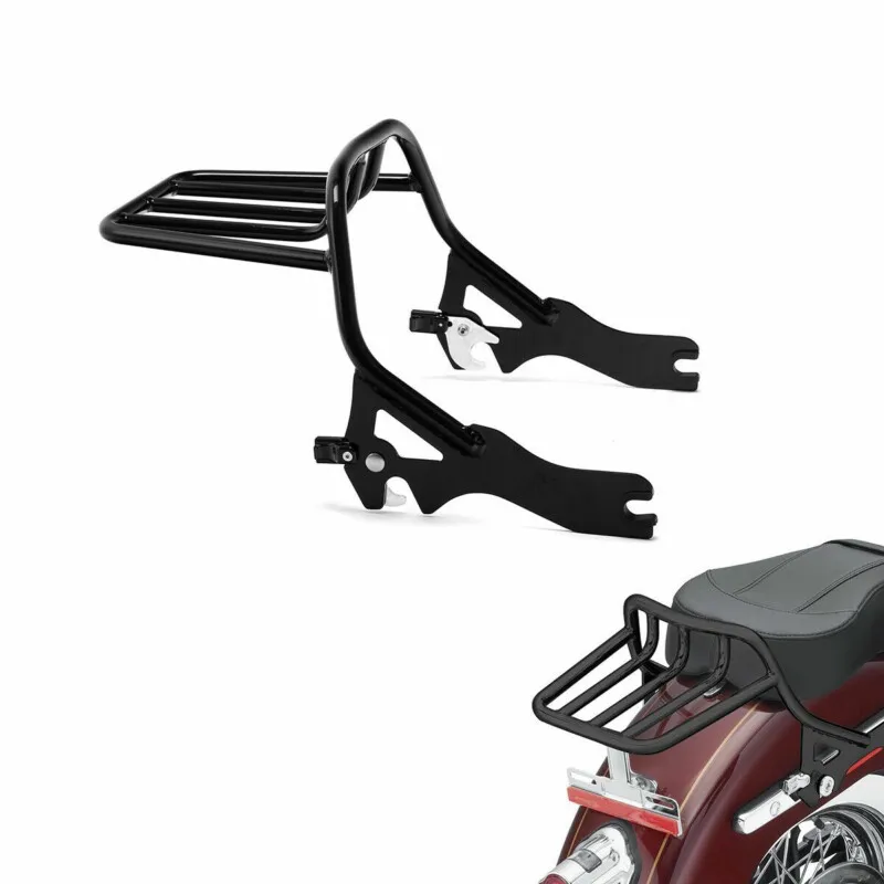 Motorcycle Gloss Black Two-up Luggage Rack For Harley Softail Fat Bob ...