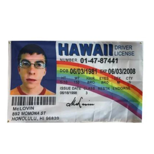 FLAGCORE 90x150cm 3x5 Ft McLovin Flag Fake ID Driver License Banner ...