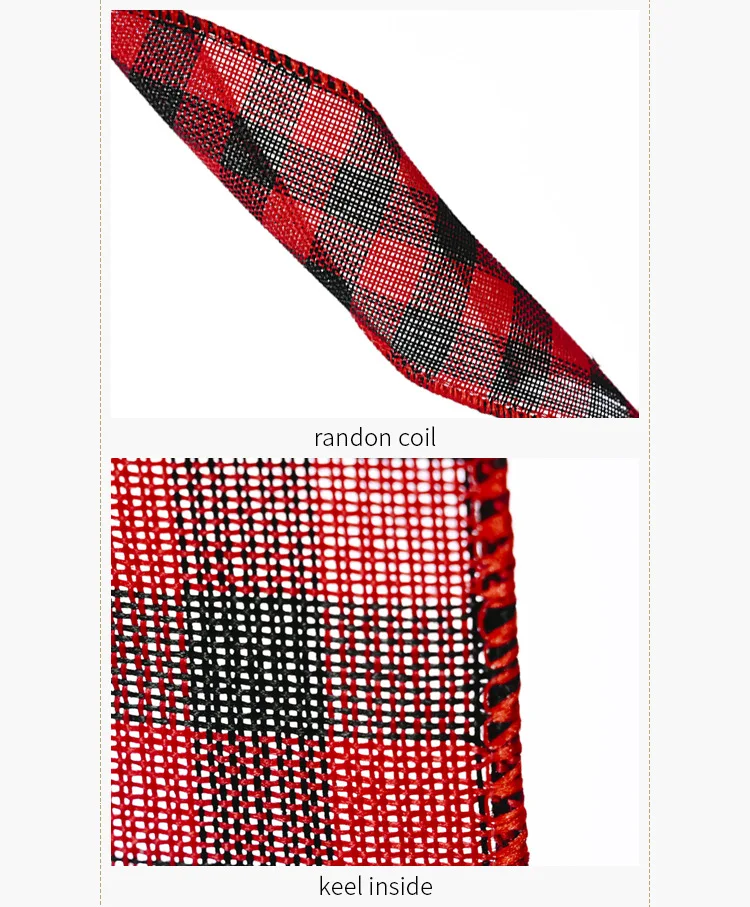 Coffret de décoration,Rubans de noël à carreaux rouges et noirs,2m ...