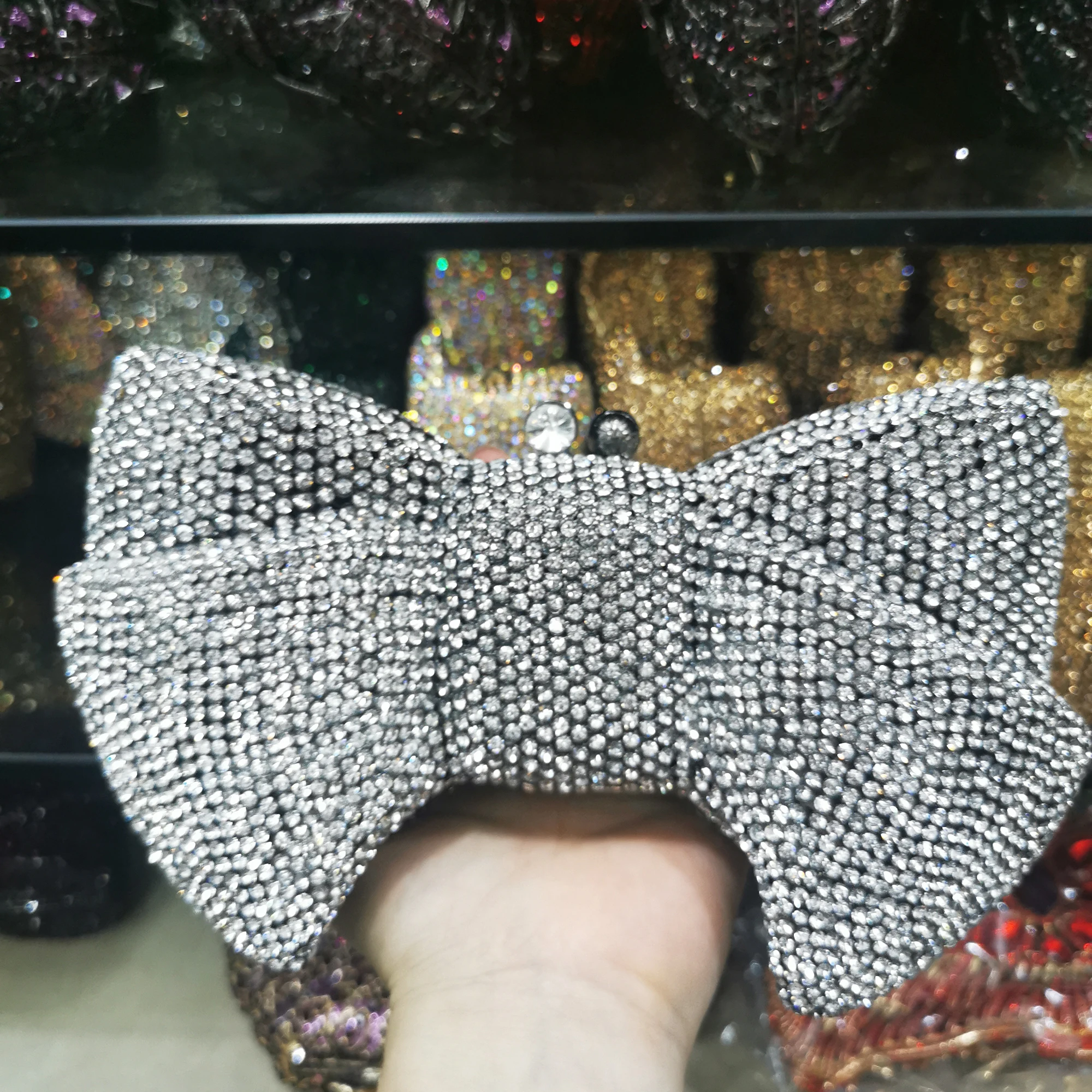 Lady Silver Blue Color Crystal Diamond Clutches Bags Women Clutch Bag ...