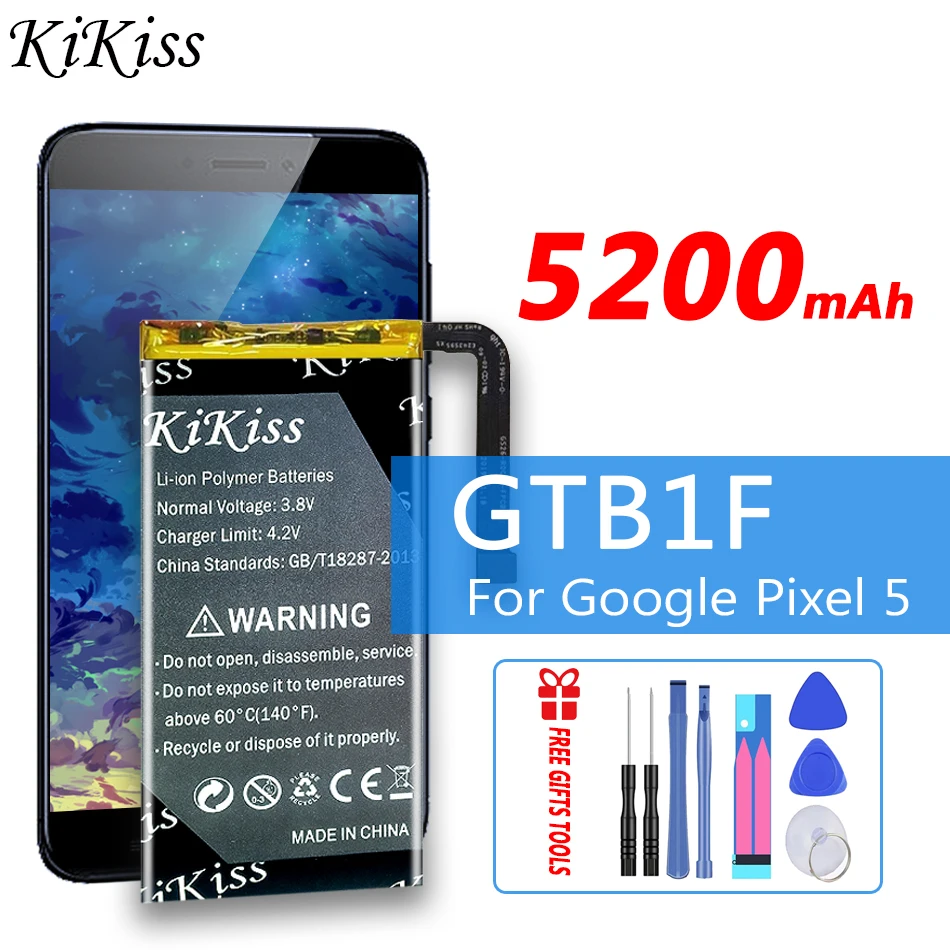 Kikiss 5200mah Gtb1f Battery For Google Pixel 5 Mobile Phone Batteries ...