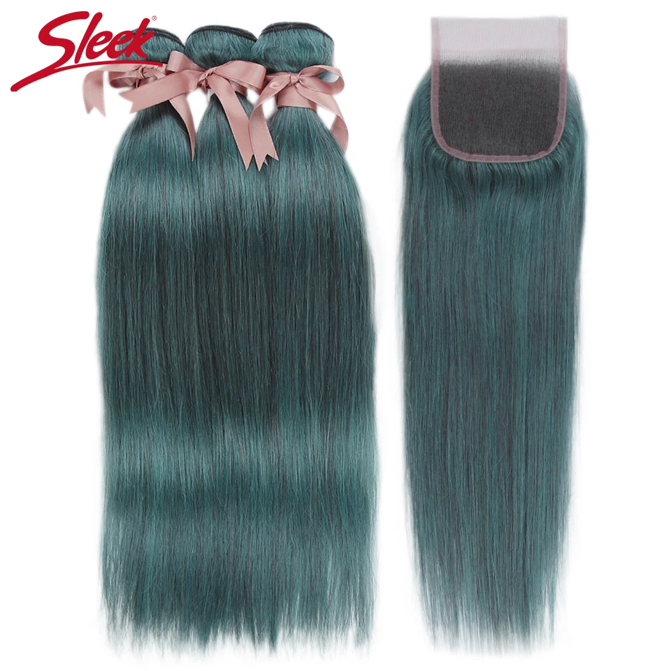 Sleek Brazilian Straight Hair Bundles With Closure S BLUE Hair Weave 10 ...