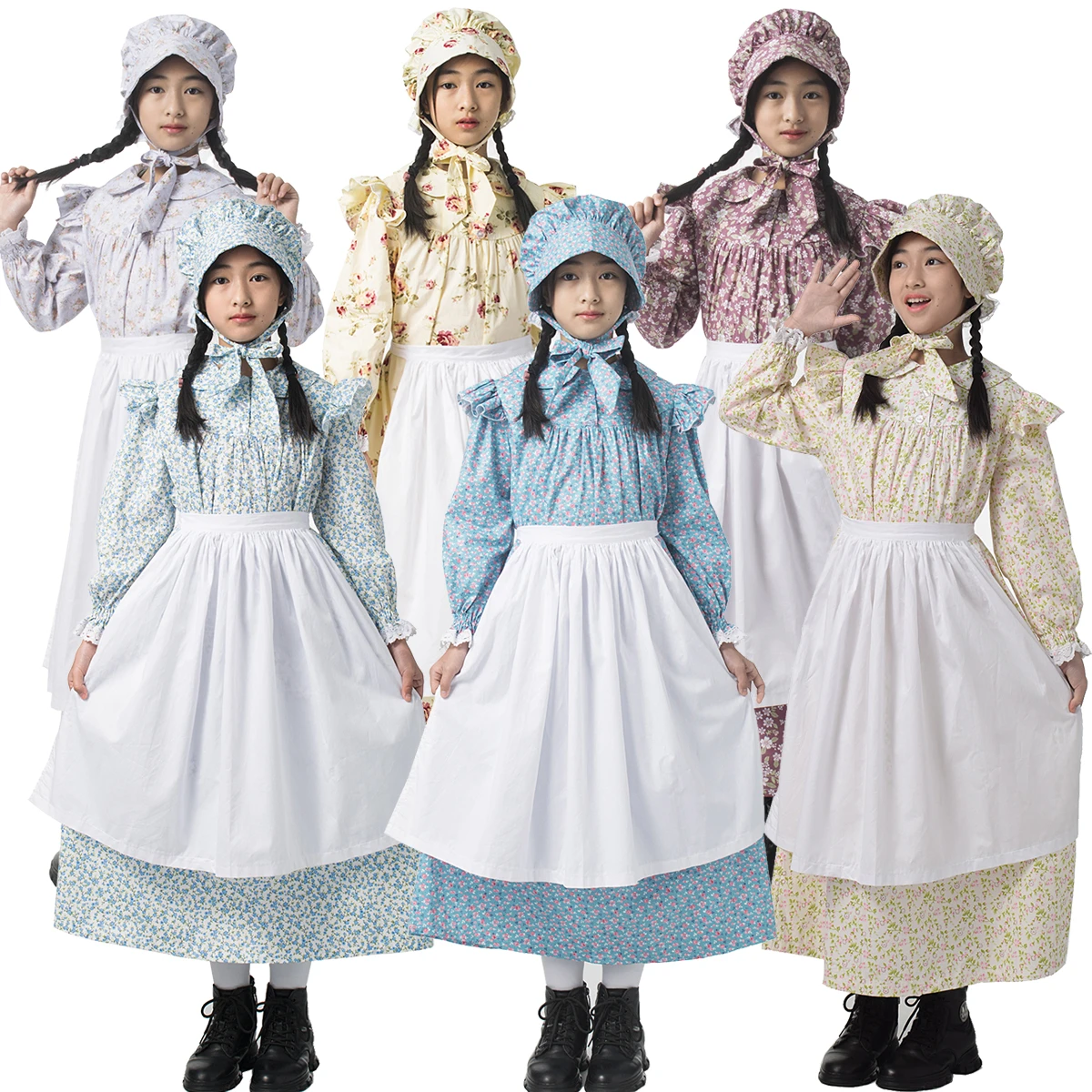 Pioneer Girls Costume Kids Child Historical Reenactment Prairie ...