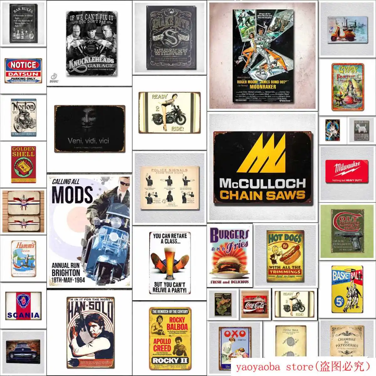 U.S. WWII 1943 Motorcycle Pin Up Girl Vintage Retro Tin Sign TIN Sign ...