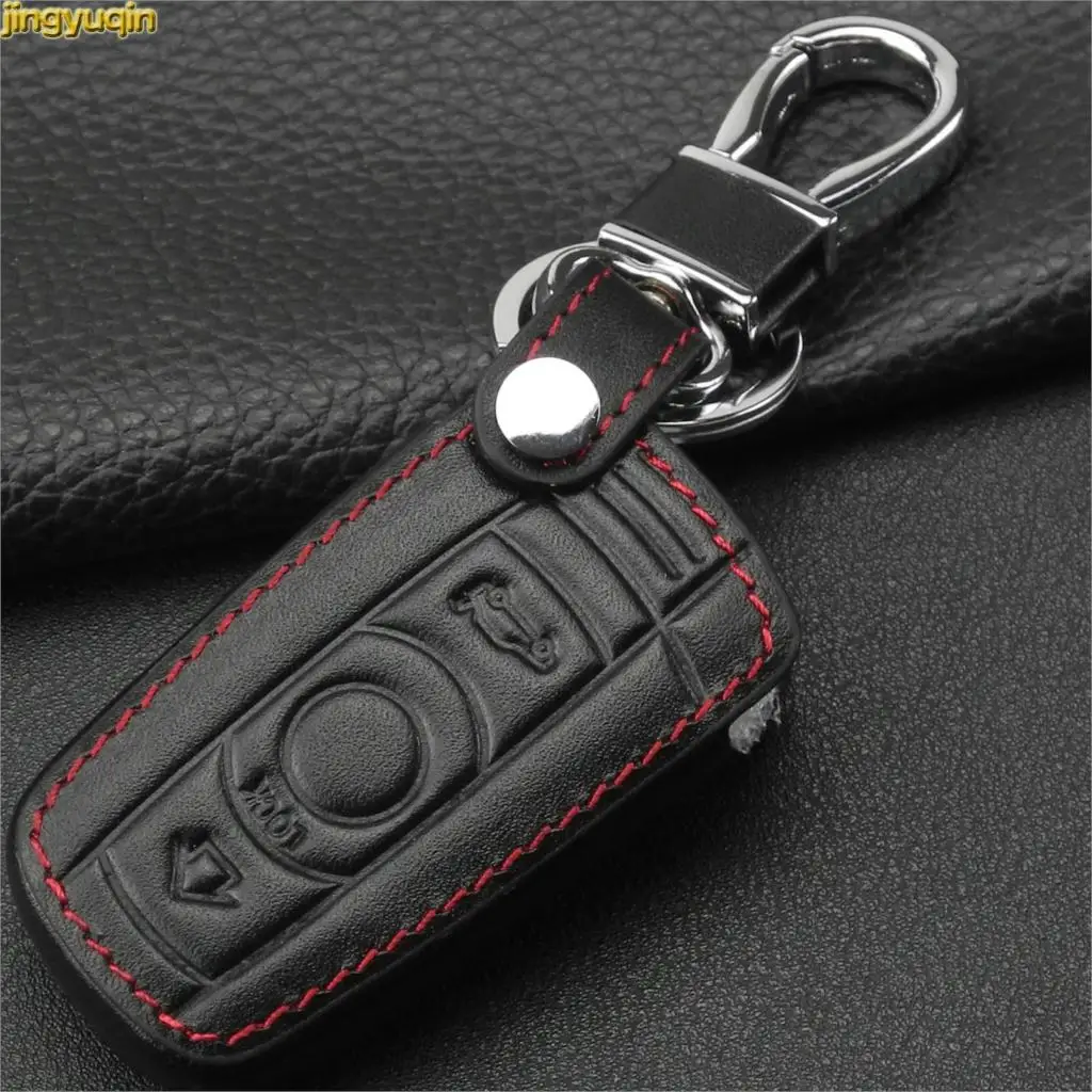 Jingyuqin 3 Buttons Leather Car Key Case For Bmw 3 5 6 Series M3 M5 X1 ...