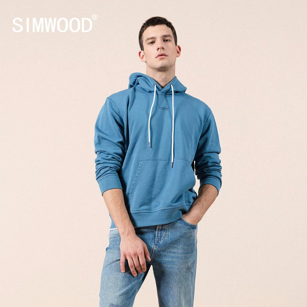 SIMWOOD 2022 Autumn New Hoodies Men Hooded Logo Print 100% Cotton ...