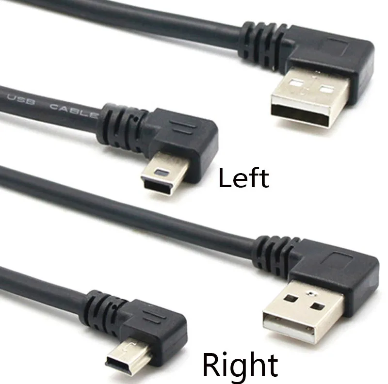0.25m Left right Mini USB B Type 5pin Male 90 Degree Left Angled to USB ...