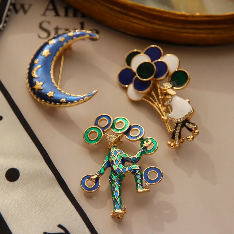 Creative-Circus-Clown-Balloon-Moon-Brooches-For-Woman-Kids-Senior-Coat ...
