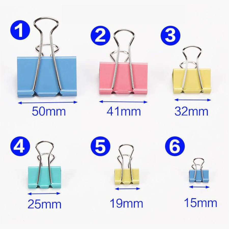 15/19/25/32/41/51mm wide Long Tail Clips Colours or Black Only Barrelled