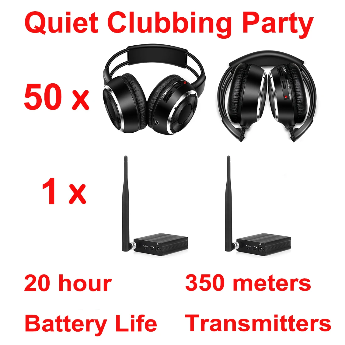 500m Distance Silent Disco Foldable Wireless Headphones - Quiet ...