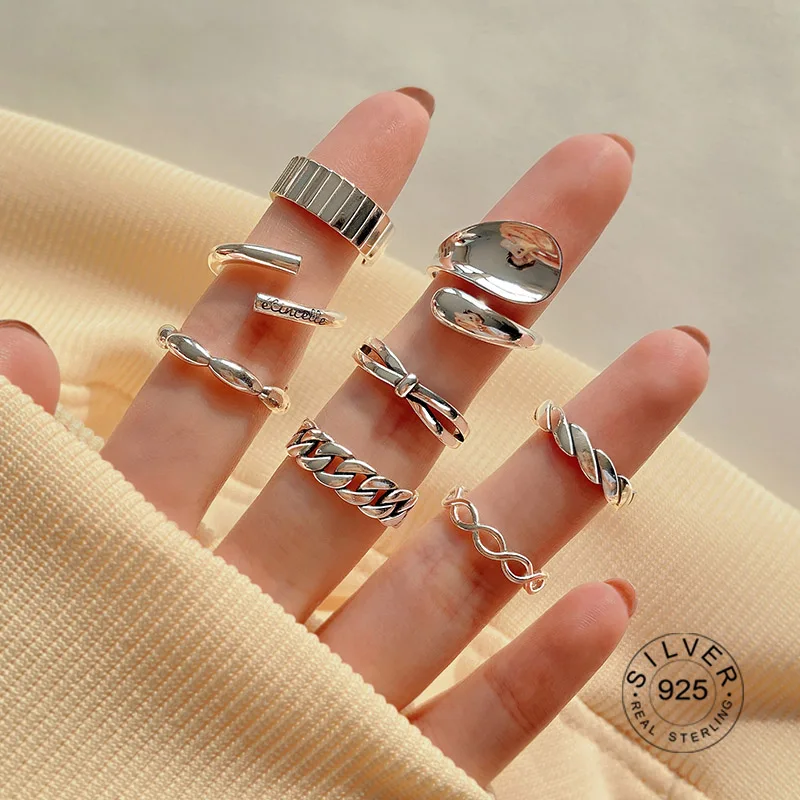 Vintage Old 925 Sterling Silver Open Ring For Women Three Wires Weave ...