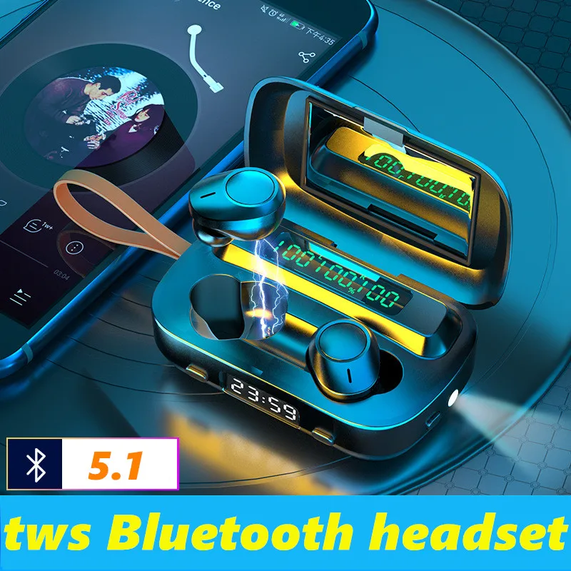 Auriculares F9 TWS con Bluetooth, auriculares inalámbricos con pantalla LED, caja de carga a ...