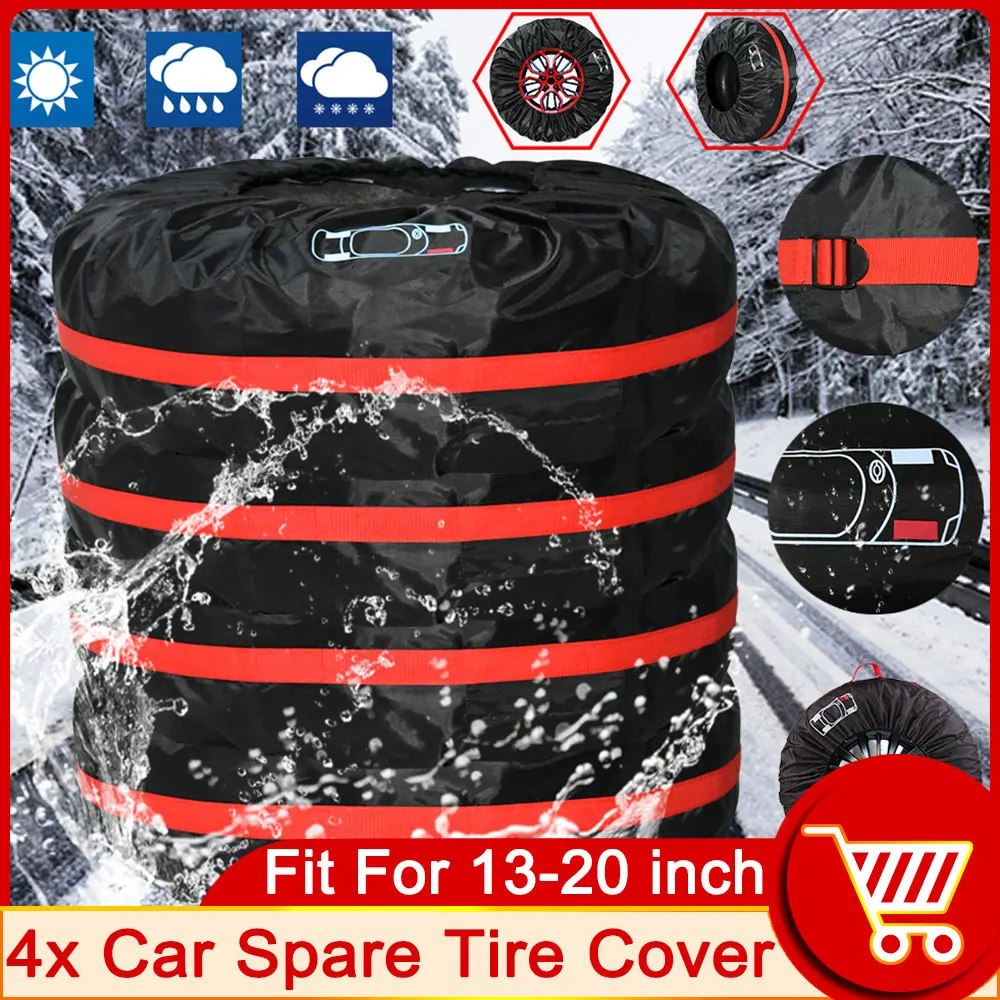 HD 4Pcs Spare Tire Cover Case Polyester Car Tyre Storage Bags ...
