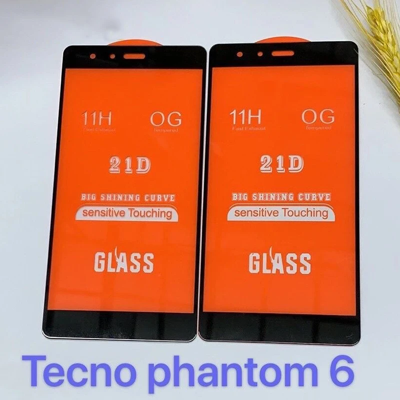 2PCS 21D Full Glue Tempered Glass For Tecno Phantom 6 10H Full Screen ...