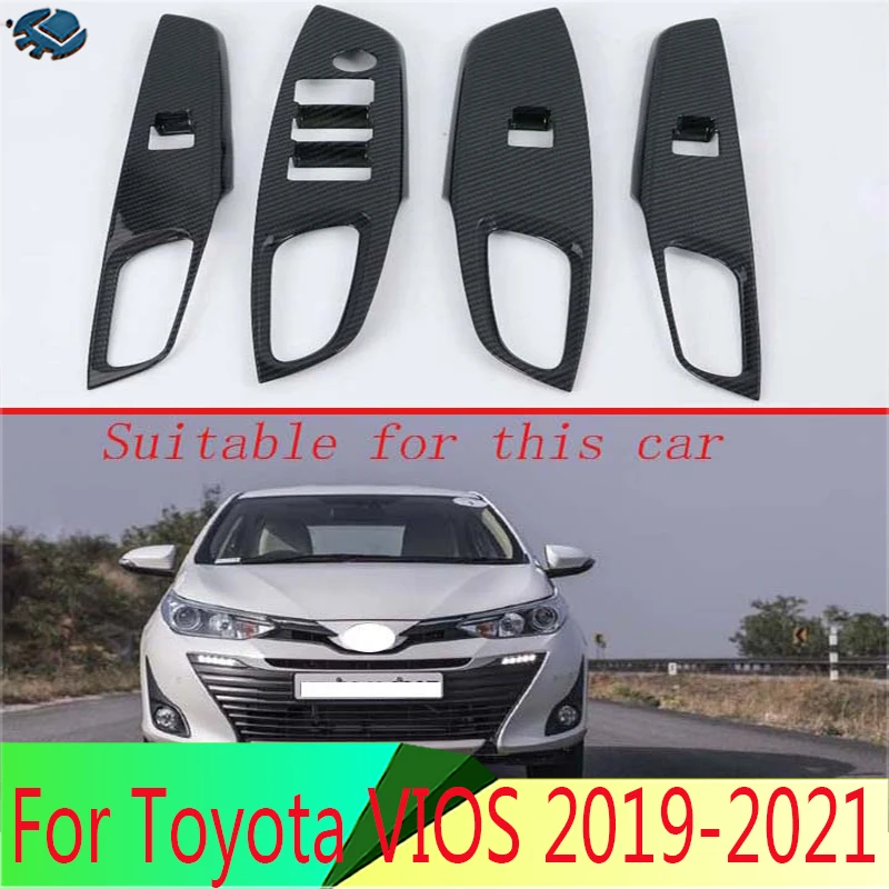 For-Toyota-VIOS-2019-2021-Car-Decoration-Carbon-Fiber-Style-Door-Window ...