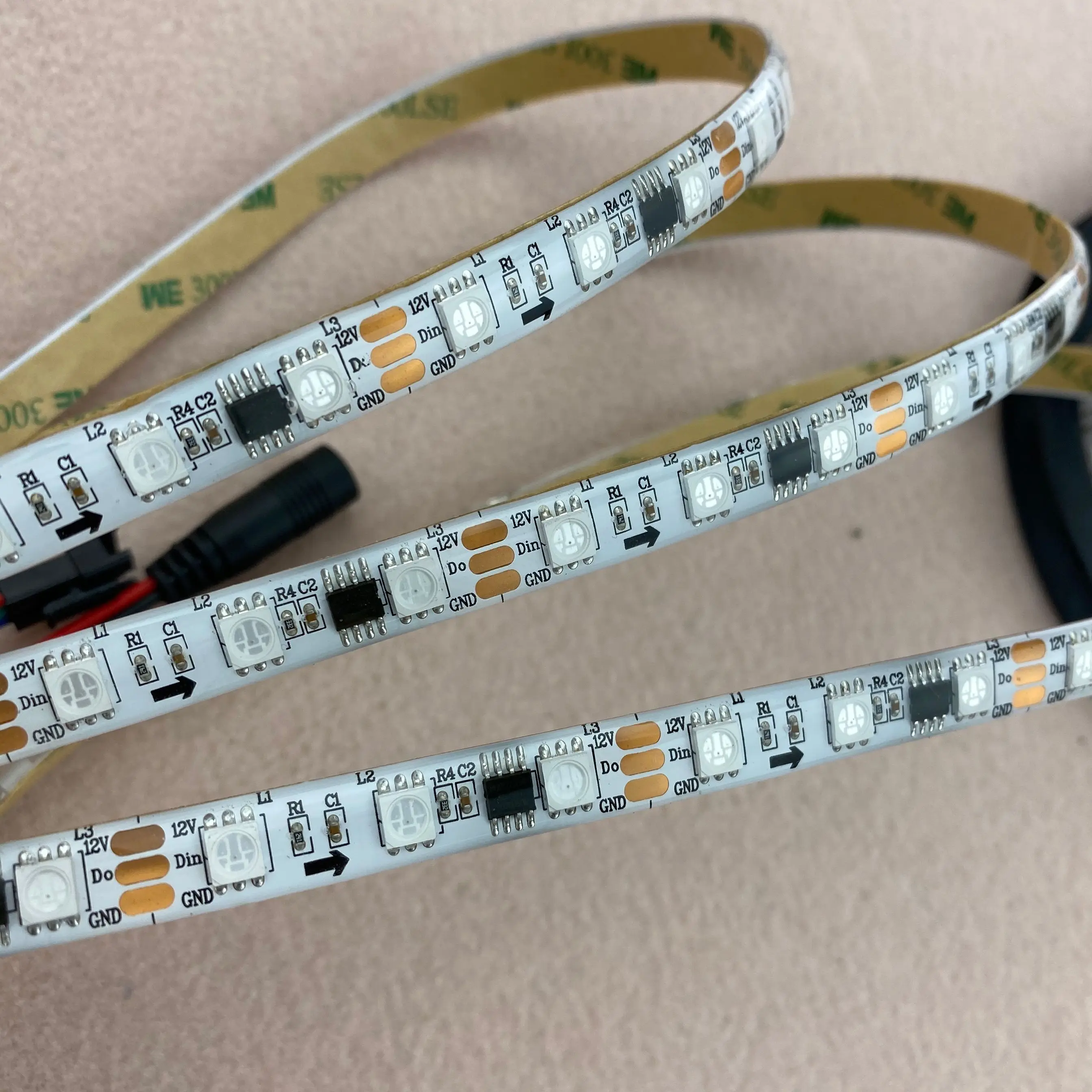 WS2811 IC;DC12V;5050 LED;60leds/m;20pixels/m;WHITE PCB;72W/5m/roll;IP65 ...