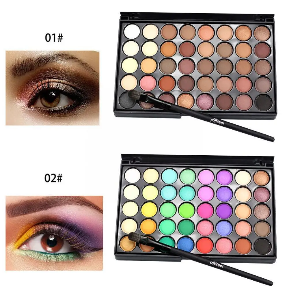 Paleta de sombras de ojos mate de 40 colores, purpurina, no mancha de ojos, cosmética con paleta ...