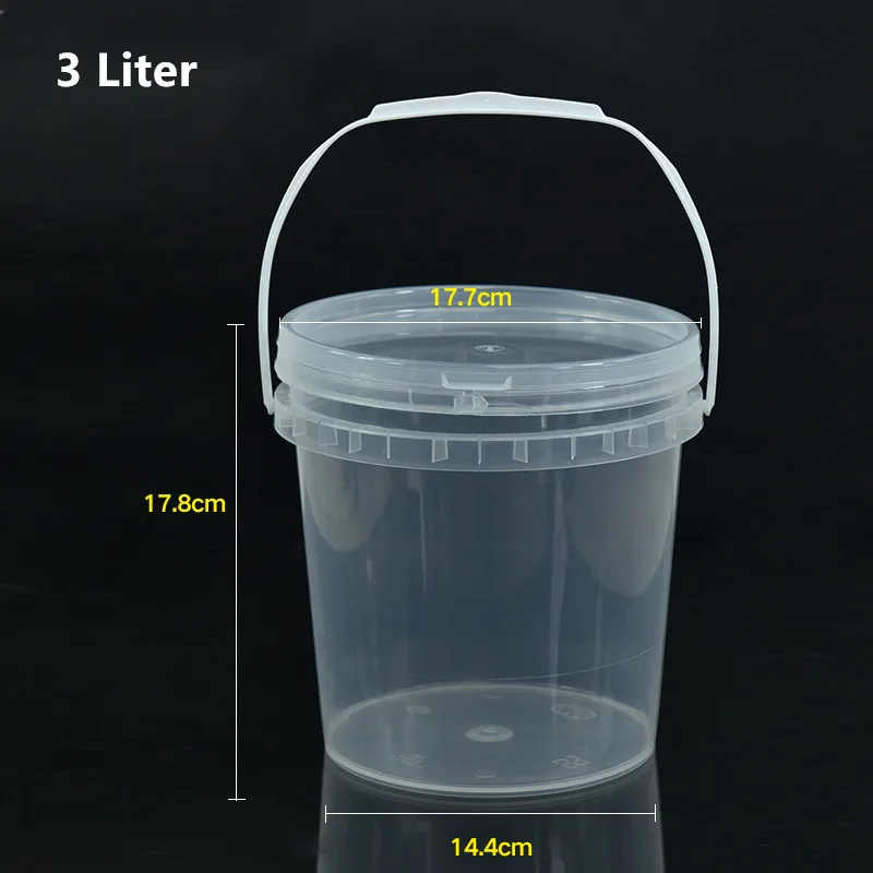Empty 3L plastic Round Bucket with Handle and Lid Good Sealing Storage ...