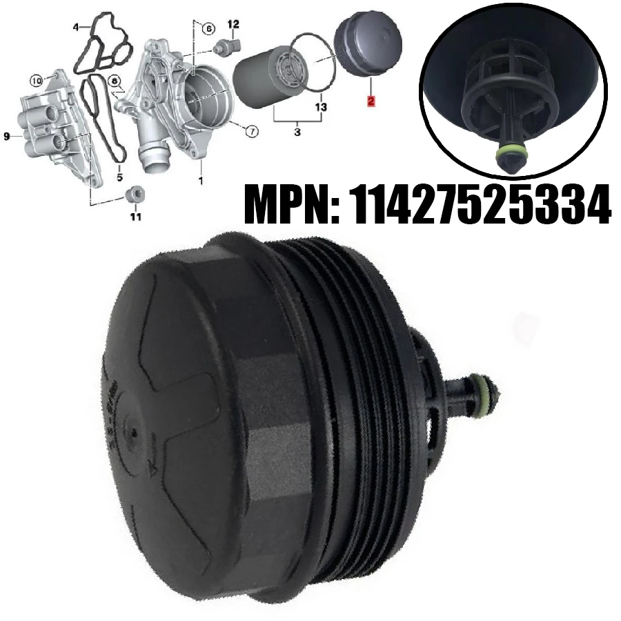 Wooeight กรองน้ำมันรถยนต์ฝาครอบหมวก11427525334 Fit สำหรับ BMW E60 E61 ...