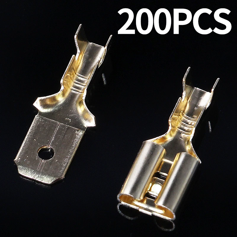 200PCS/100Pairs Male/Female Spade Crimp Terminals Electrical Insulating ...