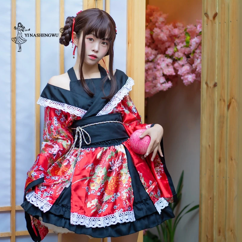 Traditional Japanese Costume Kimono Dress for Women Sakura Yukata Tutu ...