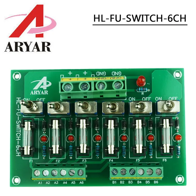 12V 24V power distribution 6-way PCB board terminal block with switch ...