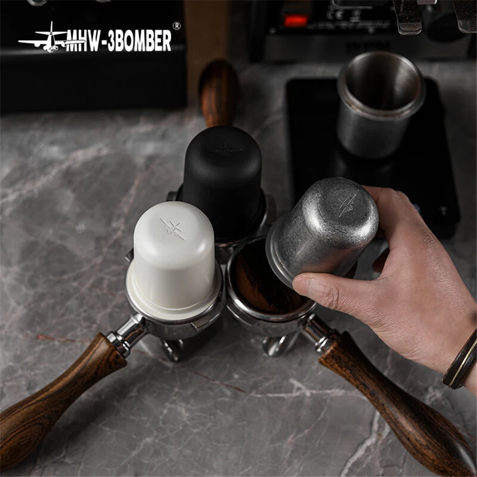 58mm 스테인레스 스틸 도징 컵 커피 스니핑 머그 파우더 피더 맞는 에스프레소 머신 포타필터 탬퍼 도구 티몬