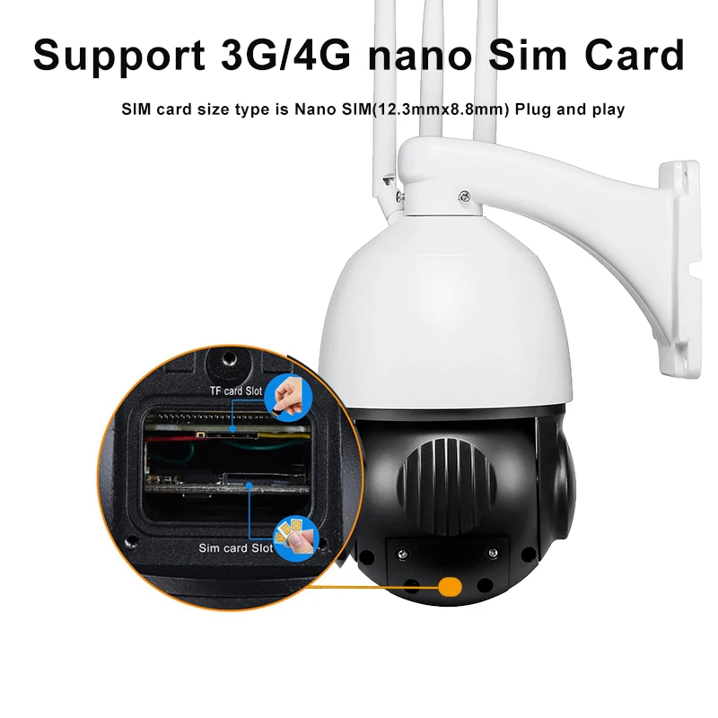 4G Sim Card IP Camera Outdoor Metal Pan Tilt 22x Zoom Max 128G SD Sony ...