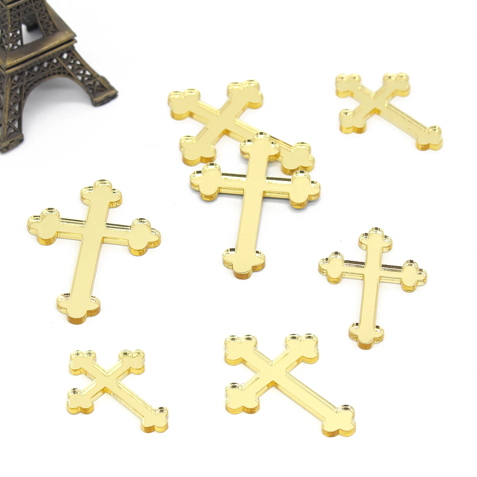 48 Pcs Laser Cut Golden Mirror Crosses Customize Many Style Cross Decor ...
