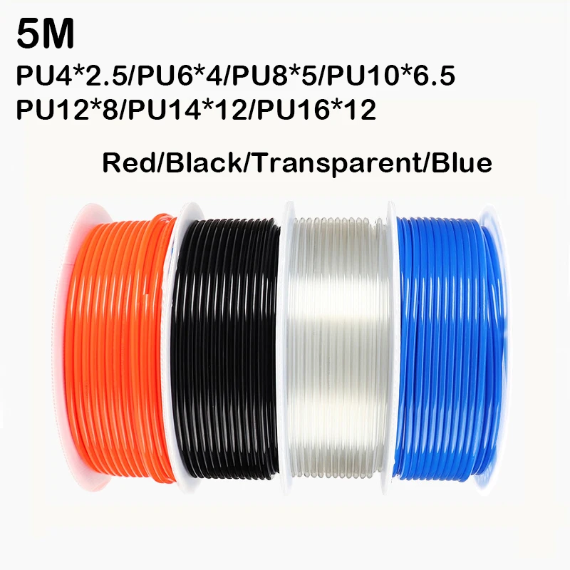 5 Meter 8mm 6mm 4mm 10mm PU Pneumatic Hoses Tube Pipe 12mm 14mm 16mm ...
