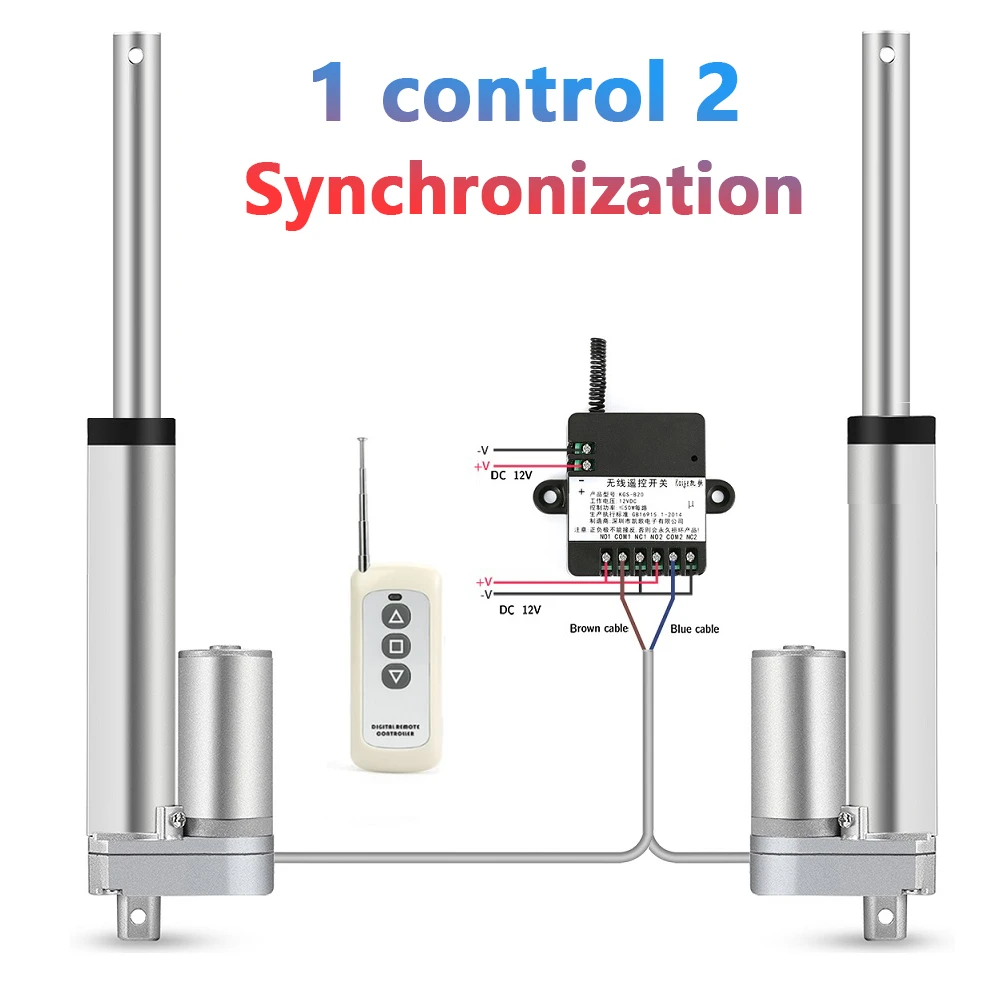 1 Control 2 Linear Actuator + Rf Remote Controller 12v Linear Actuator ...
