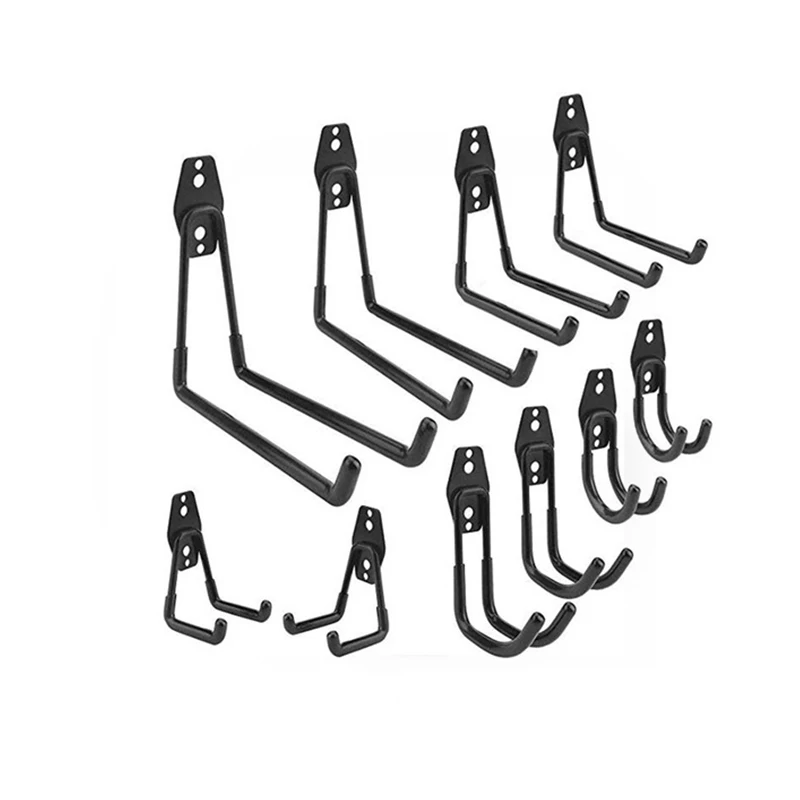 Steel Garage Storage Utility Double Hooks Heavy Duty Wall Mount Multi ...