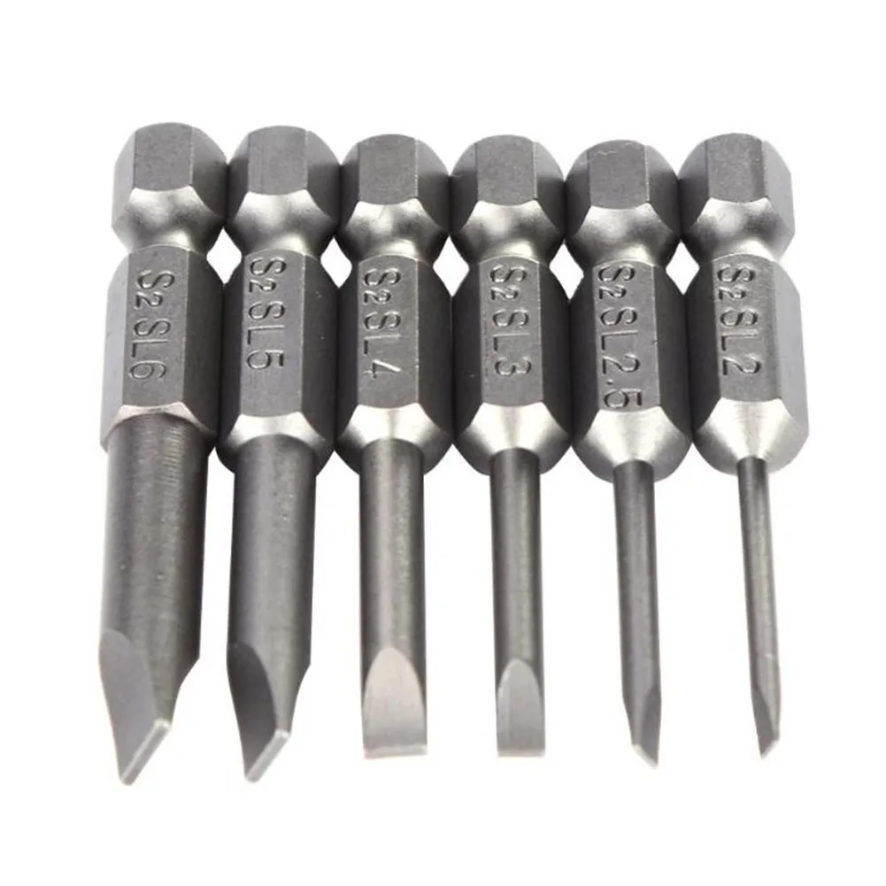 6pcs-50mm-Slotted-Tip-Screwdriver-Bit-S2-Alloy-Steel-Flat-Head-Slotted ...