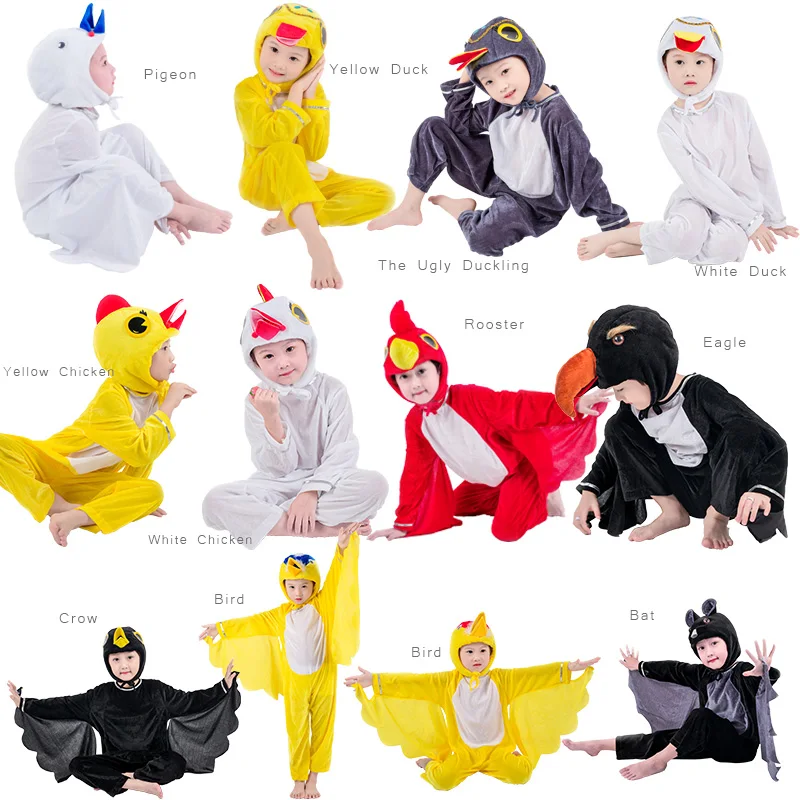 Kids Children Adult Halloween Animal Costumes Bird Chicken Rooster Bat ...