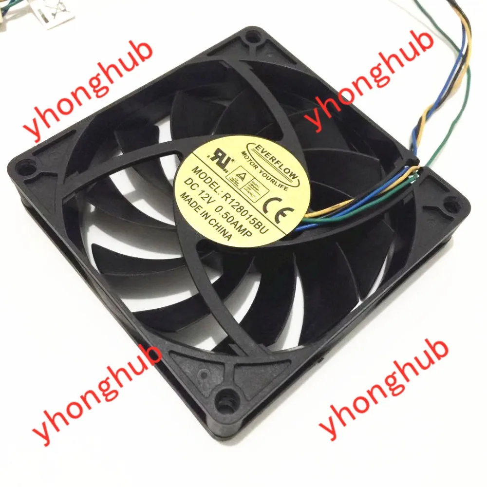 Everflow R128015BU DC 12V 0.50A 80x80x15mm 4-Wire Server Cooling Fan ...