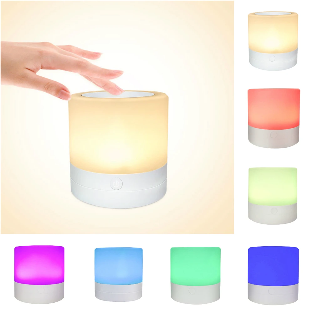 7 Colors Adjustable Bedside Table Lamp Dimmable Touch Control Usb ...
