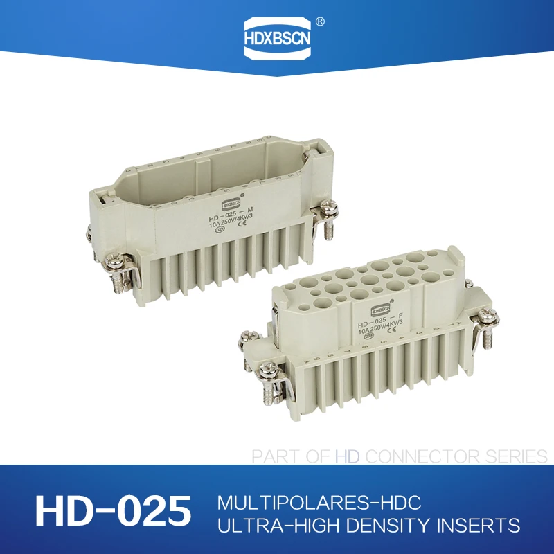 HDXBSCN Industrial rectangular heavy duty connector HDC HD-025 core 10A 250V waterproof aviation ...
