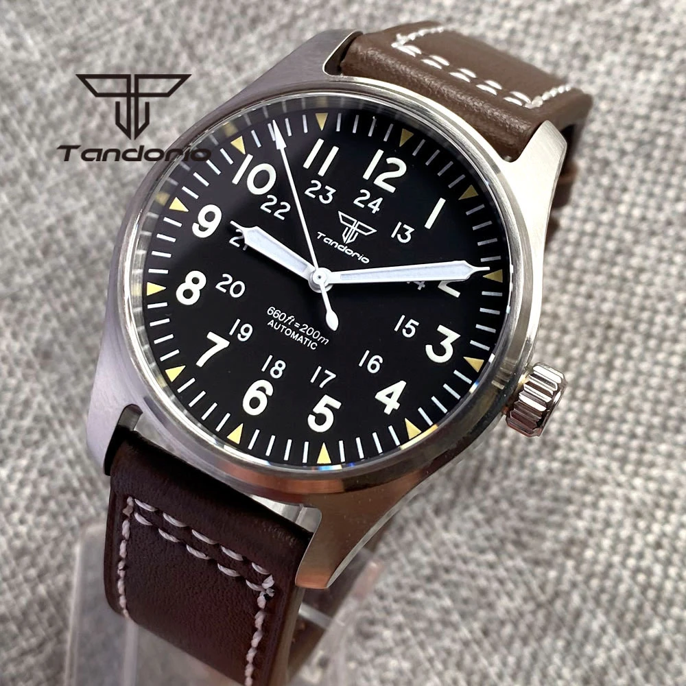 Tandorio 39mm Pilot PT5000 NH35A Automatic Men's Wristwatch 20Bar ...