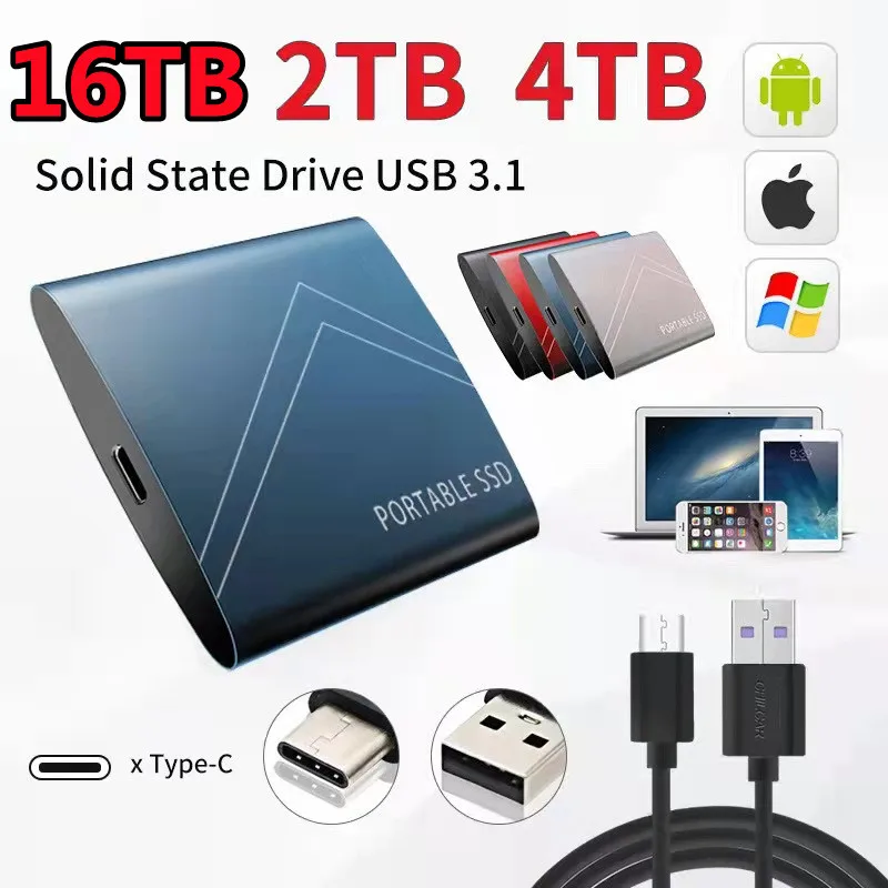 Ssd Mobiele Solid State Drive 16Tb 8T 12T Opslagapparaat Harde Schijf Computer Draagbare Usb 3.0 ...