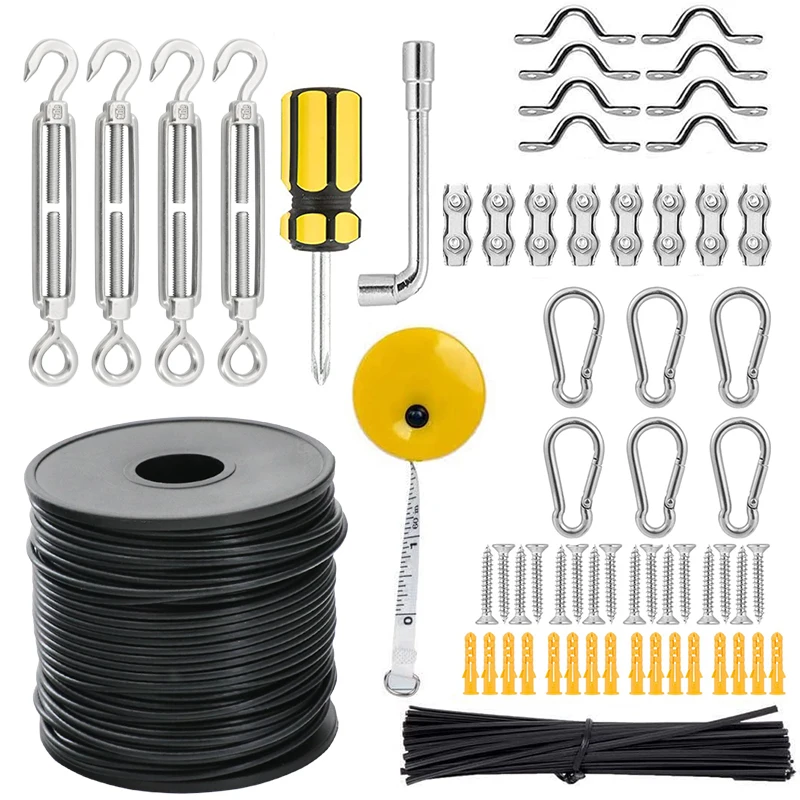 Outdoor Light Guide Wire rope Suspension Kit Black pvc Coated Stainless ...