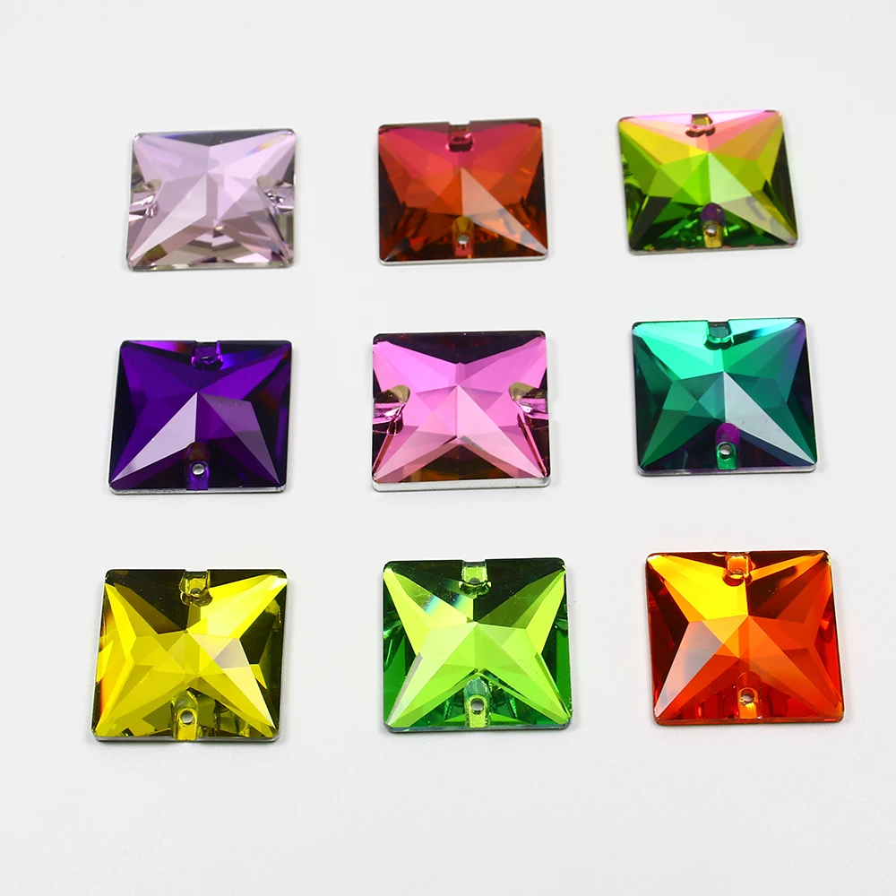 Square-Shape-Flatback-Stone-with-Two-Holes-Glass-Crystal-22mm-Sew-on ...